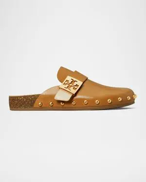 Tory Burch Tory Burch Mellow Leather Buckle Slide Mules Caramel Corn  Gold