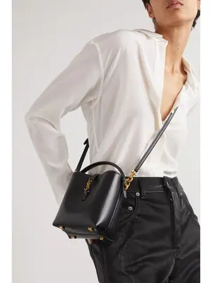 Saint Laurent Le 37 Mini Leather Bucket Bag - Black