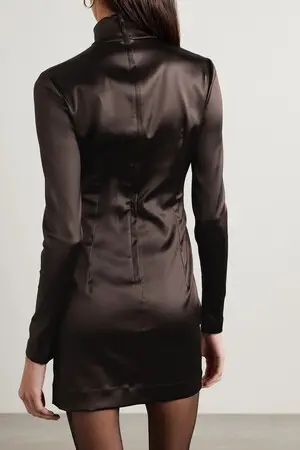 Dolce & Gabbana Coated Stretch-satin Mini Dress - Brown