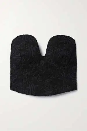 Mara Hoffman Net Sustain Liya Cropped Strapless Embroidered Organic Cotton Bustier Top