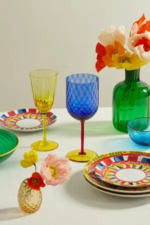 Dolce & Gabbana Color-block Murano Wine Glass - Blue