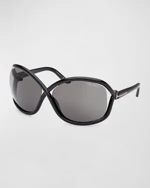 TOM FORD Bettina Acetate Butterfly Sunglasses Shiny Black