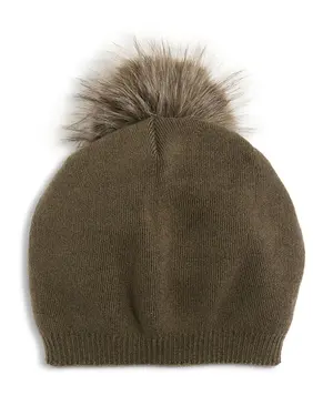 KYI KYI Knit Hat With Pom Pom - Olive