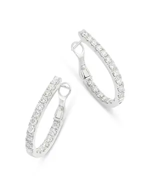 Bloomingdale'S Diamond Oval Hoop Earrings 1.75 Tcw In 14k Gold - White