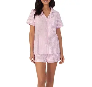BEDHEAD PAJAMAS Striped Cotton Short Pajamas Set - Pink Stripe