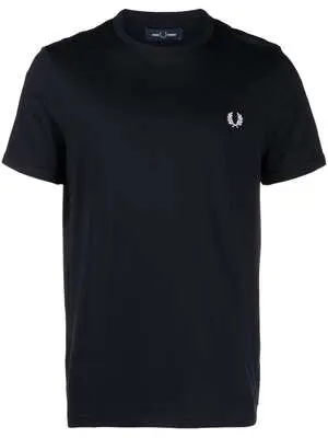 Fred Perry Logo-embroidered Cotton T-shirt - Blue