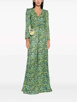 Saloni Margot V-neck Silk Long Dress