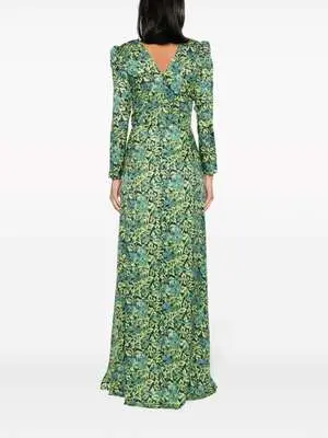 Saloni Margot V-neck Silk Long Dress