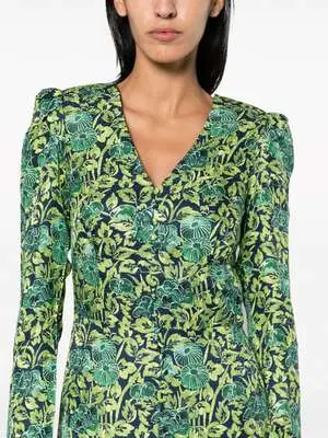 Saloni Margot V-neck Silk Long Dress