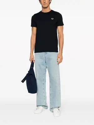 Fred Perry Logo-embroidered Cotton T-shirt - Blue