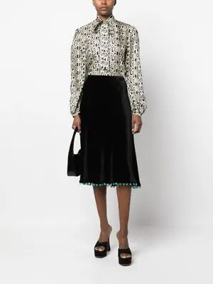 Roberto Cavalli Beaded-trim High-waisted Skirt