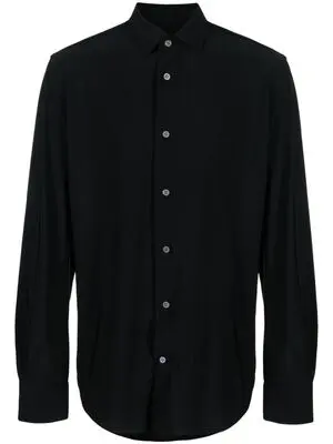 Boggi Milano Classic-collar Stretch Shirt Black