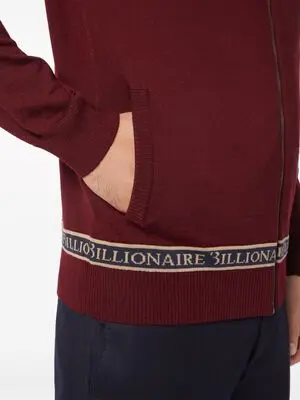 BILLIONAIRE Logo-embroidered Zip-up Jumper