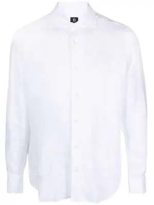 Boggi Milano Spread-collar Linen Shirt - White