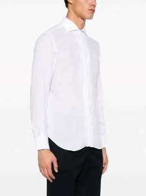 Boggi Milano Spread-collar Linen Shirt - White