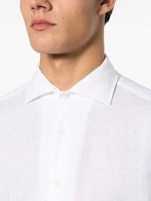 Boggi Milano Spread-collar Linen Shirt - White