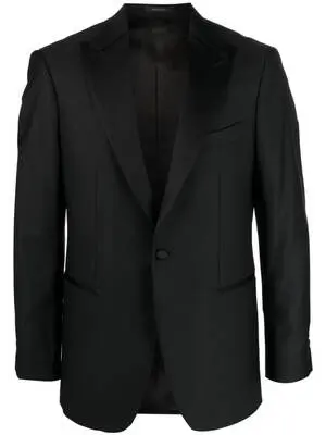 Boggi Milano Single-breasted Wool Tuxedo Jacket - Black