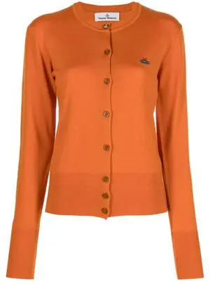 VIVIENNE WESTWOOD Orb-embroidered Wool Cardigan - Orange