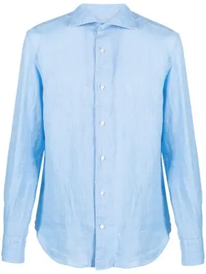 Boggi Milano Long-sleeve Linen Shirt - Blue