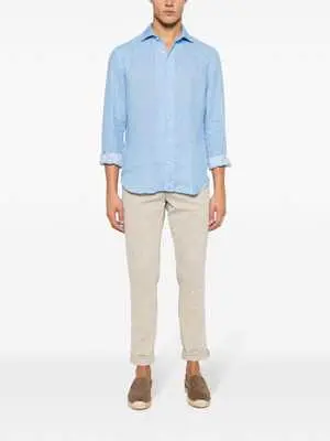 Boggi Milano Long-sleeve Linen Shirt - Blue