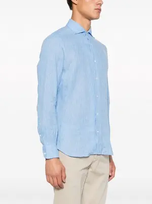 Boggi Milano Long-sleeve Linen Shirt - Blue