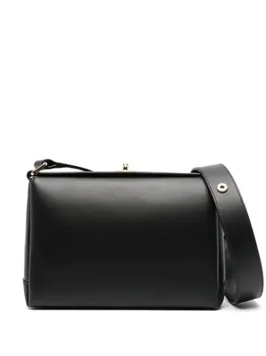 Plan C Twist-lock Leather Shoulder Bag - Black