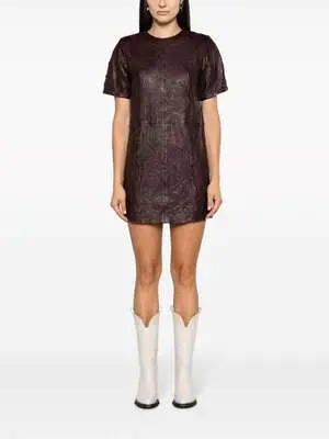Zadig&Voltaire Riddy Leather Mini Dress - Brown
