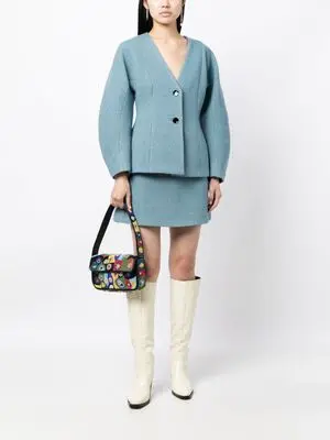 GANNI Recycled Wool-blend Miniskirt - Blue
