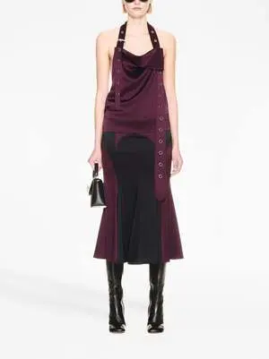 Off-White Panelled Satin Midi Skirt