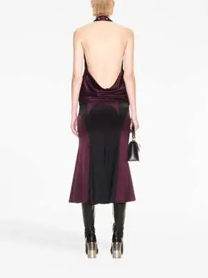 Off-White Panelled Satin Midi Skirt