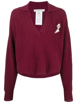 Philosophy Di Lorenzo Serafini Logo-patch Chunky-knit Jumper - Red