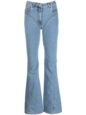 MUGLER Seam-detail Flared Jeans - Blue