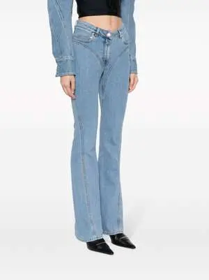 MUGLER Seam-detail Flared Jeans - Blue