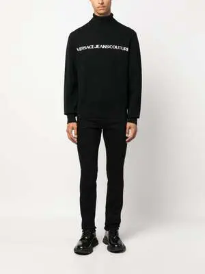 Versace Logo-print Roll-neck Jumper - Black
