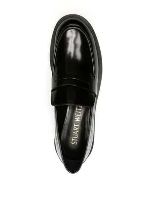 STUART WEITZMAN Palmer Bold Leather Loafers - Black