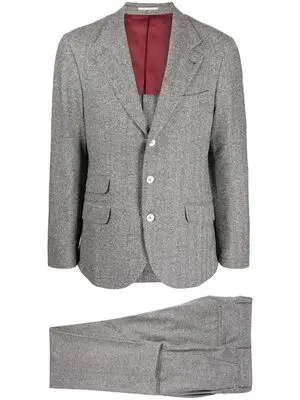 Brunello Cucinelli Wool-blend Herringbone Two-piece Suit - Black