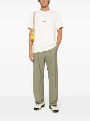 MSGM Logo Print Cotton T-shirt - Neutrals