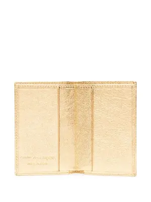 Comme Des Garçons Logo-debossed Metallic Wallet - Gold