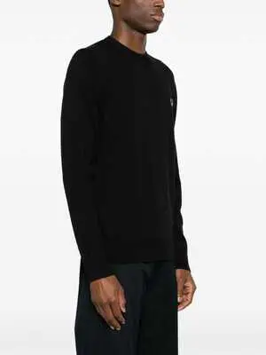 Fred Perry Logo-embroidered Crew-neck Jumper - Black