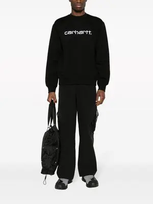 Carhartt Work In Progress Logo-embroidered Crew-neck Sweatshirt - Black