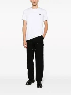 Fred Perry Ringer Wreath-embroidered T-shirt - White