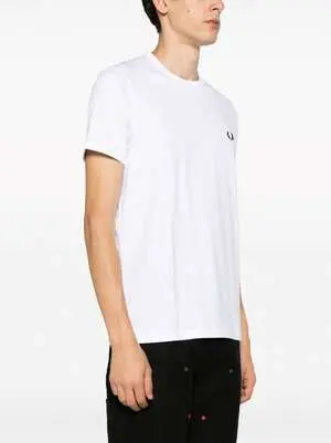 Fred Perry Ringer Wreath-embroidered T-shirt - White