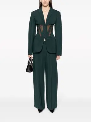 MUGLER Cut-out Wide-leg Trousers - Green