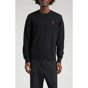 AMI Paris De Coeur Wool Crewneck Sweater - Black