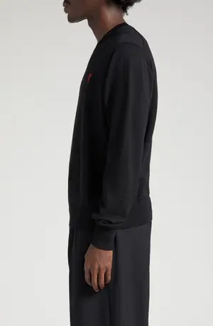 AMI Paris De Coeur Wool Crewneck Sweater - Black