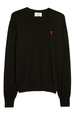 AMI Paris De Coeur Wool Crewneck Sweater - Black