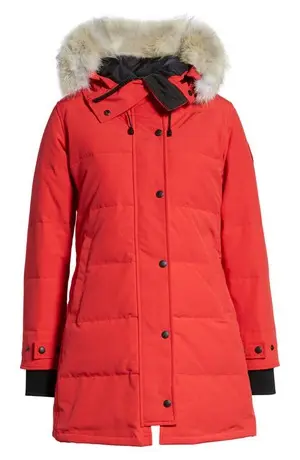 Canada Goose Fusion Fit Genuine Coyote Fur Trim Down Parka - Red