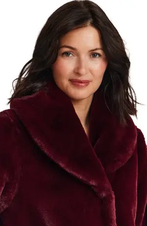 Gallery Faux Fur Coat With Shawl Collar