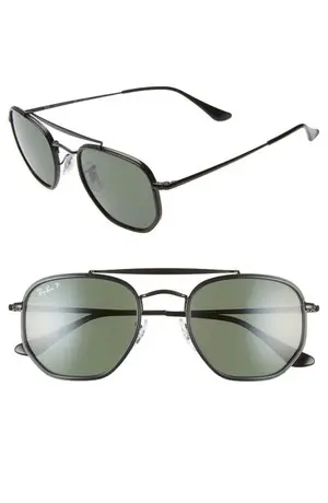 Ray-ban 52mm Polarized Irregular Aviator Sunglasses