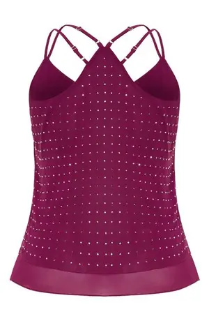 City Chic Studded Strappy Tank - Mulberry